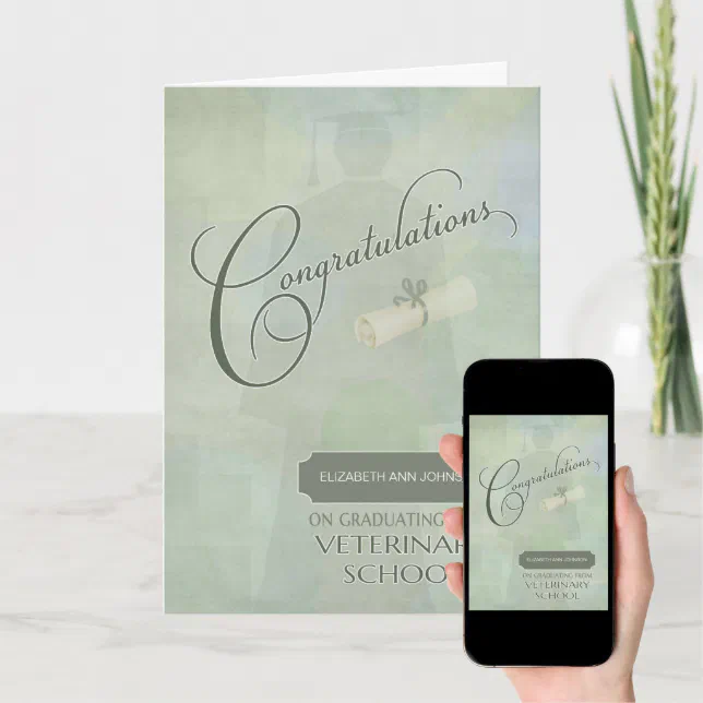 Congratulations Veterinary School Graduate w-Name Card | Zazzle