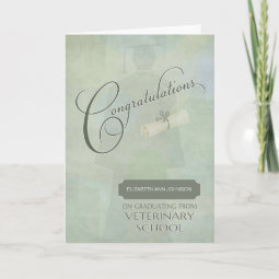 Congratulations Veterinary School Graduate w-Name Card | Zazzle