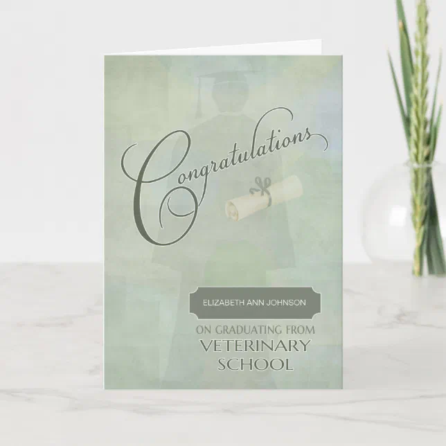 Congratulations Veterinary School Graduate w-Name Card | Zazzle