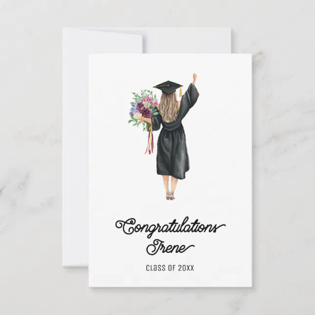 Congratulations Watercolor Graduate Girl Flowers | Zazzle
