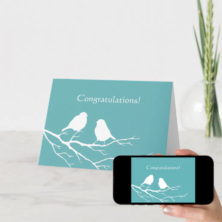 Congratulations Wedding Cute Sparrow Bird Blue Card | Zazzle