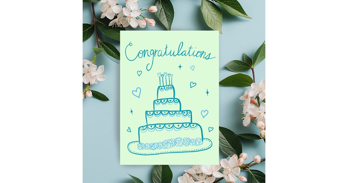 Congratulations Wedding Engagement Sketch Doodle Card | Zazzle