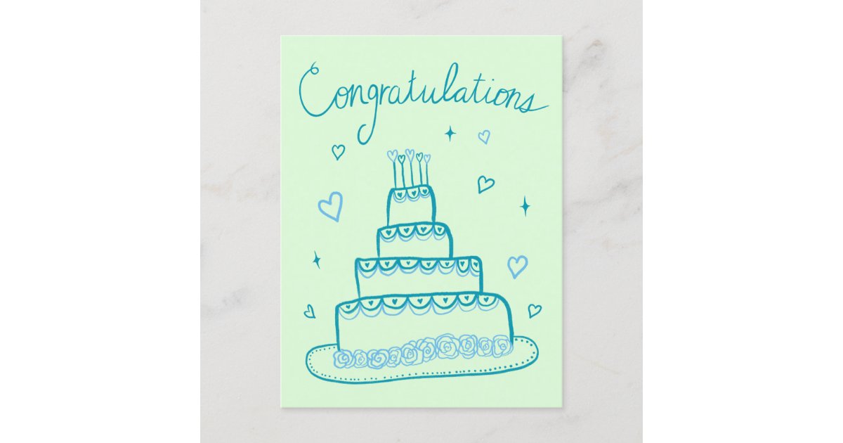 Congratulations Wedding Engagement Sketch Doodle Postcard | Zazzle