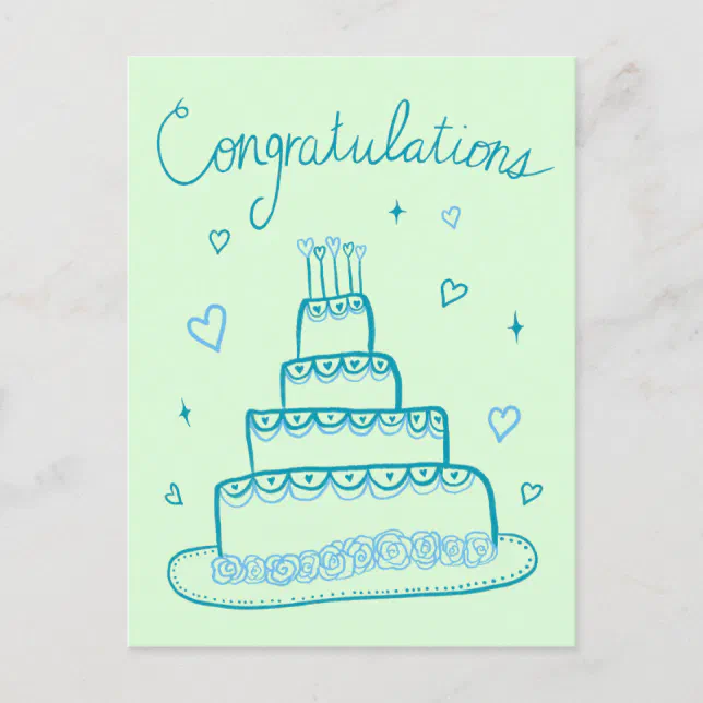 Congratulations Wedding Engagement Sketch Doodle Postcard | Zazzle