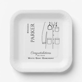 Congratulations White Coat Ceremony Paper Plates | Zazzle