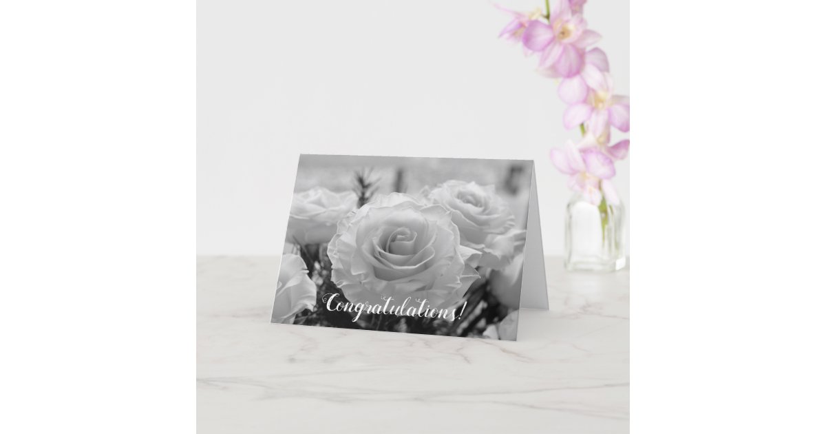 Congratulations White Roses Wedding Card | Zazzle