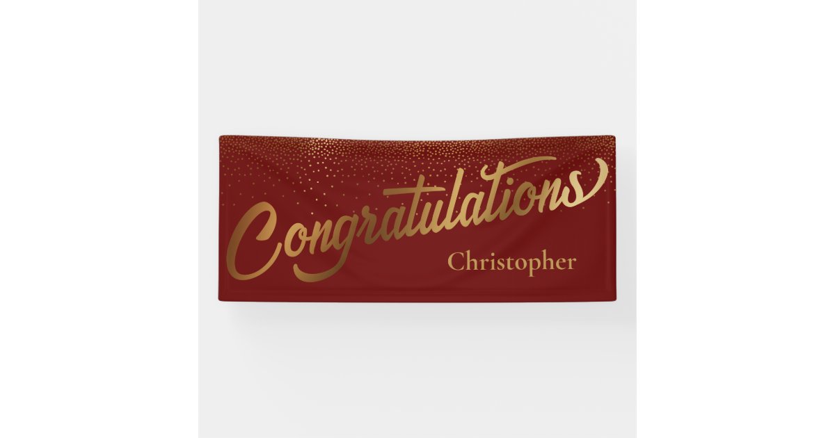 Congratulations with Gold Confetti Burgundy Banner | Zazzle