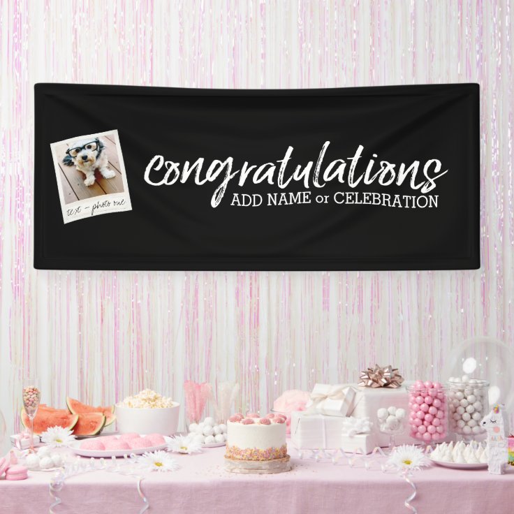 Congratulations with One Photo and Custom Text Banner | Zazzle