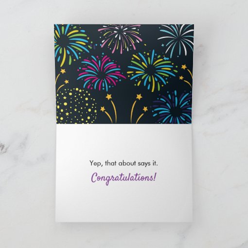 Congratulations, WOOO HOOO! with Fireworks and Sta Thank You Card | Zazzle