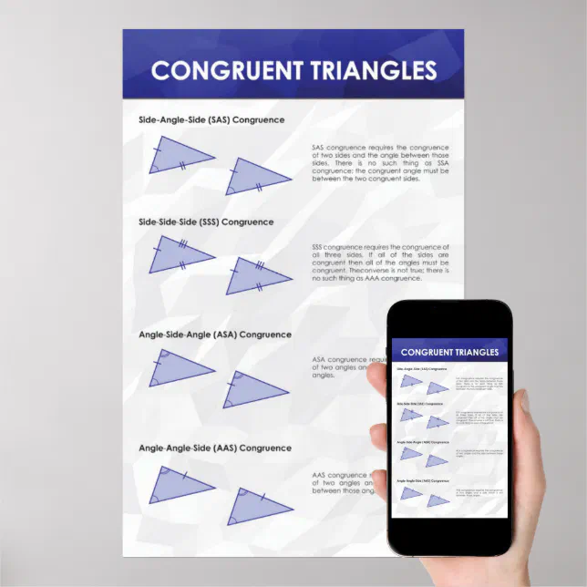 Congruent Triangles - Math Poster | Zazzle