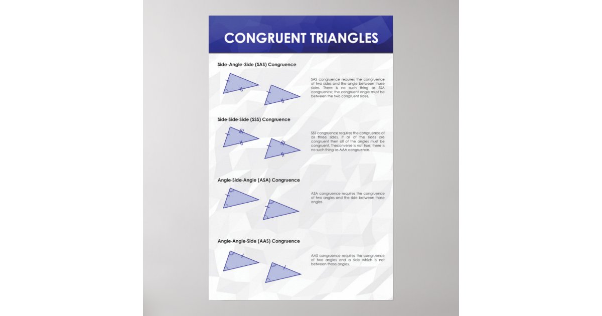 Congruent Triangles - Math Poster | Zazzle