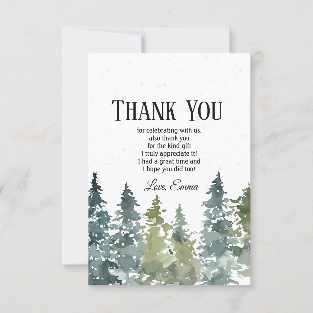 Conifer, Pine Tree, Evergreen Thank You Card | Zazzle
