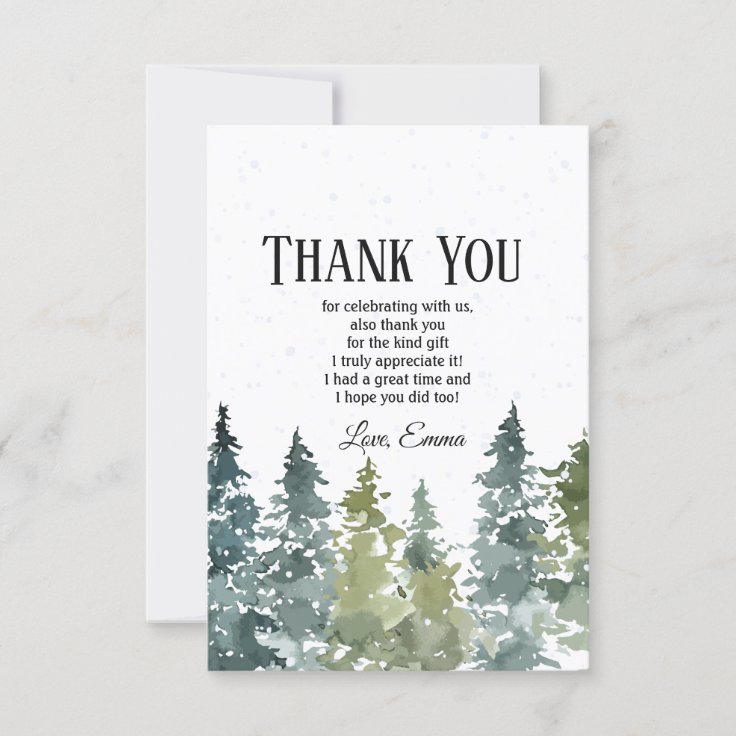 Conifer, Pine Tree, Evergreen Thank You Card | Zazzle