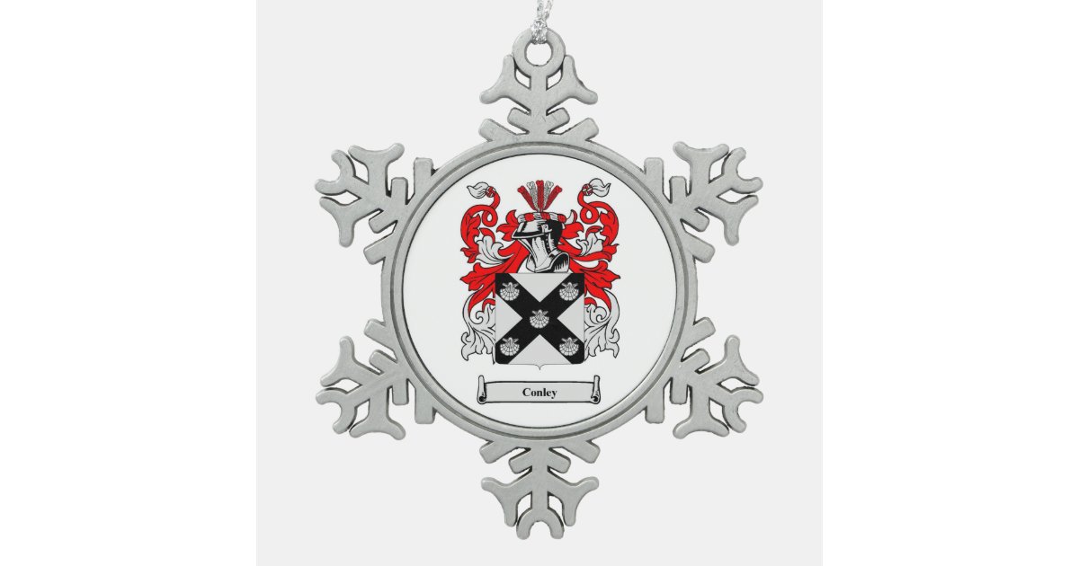 Conley Family Crest Pewter Christmas Ornament | Zazzle