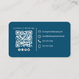 Connect With Me | QR Code Simple Blue Modern Photo Business Card | Zazzle