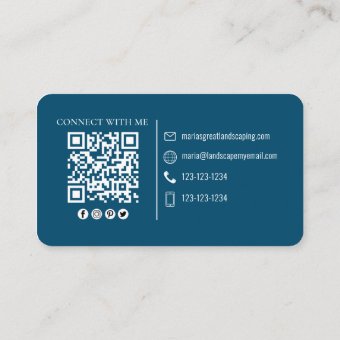 Connect With Me | QR Code Simple Blue Modern Photo Business Card | Zazzle