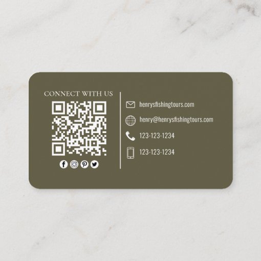 Connect With Me | QR Code Simple Fisherman Fishing Business Card | Zazzle