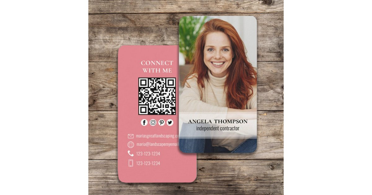 Connect With Me | QR Code Simple Modern Photo Business Card | Zazzle