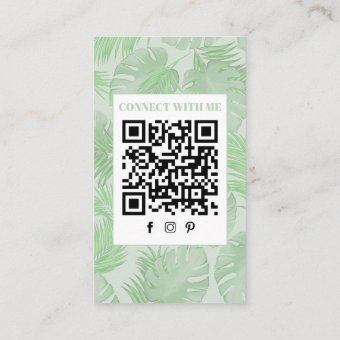 Connect with Me | QR Code Social Media Palm Leaves Business Card | Zazzle