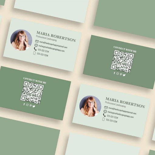 Connect with Me | QR Code Social Media Palm Leaves Business Card | Zazzle