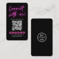 Connect With Us Black Pink QR Code Social Media Business Card | Zazzle