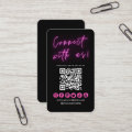 Connect With Us Black Pink QR Code Social Media Business Card | Zazzle