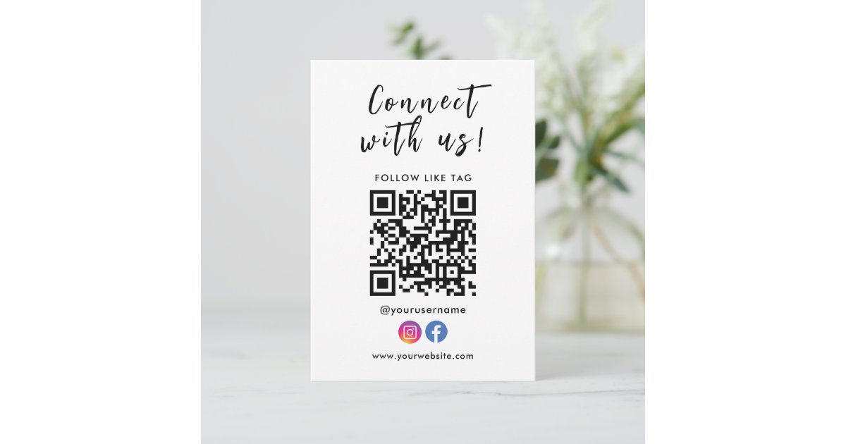 Connect With Us Facebook Instagram Qr Code Invitation | Zazzle