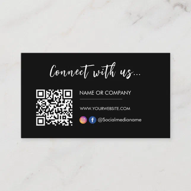 Connect with us Instagram Facebook Logo Black Business Card | Zazzle