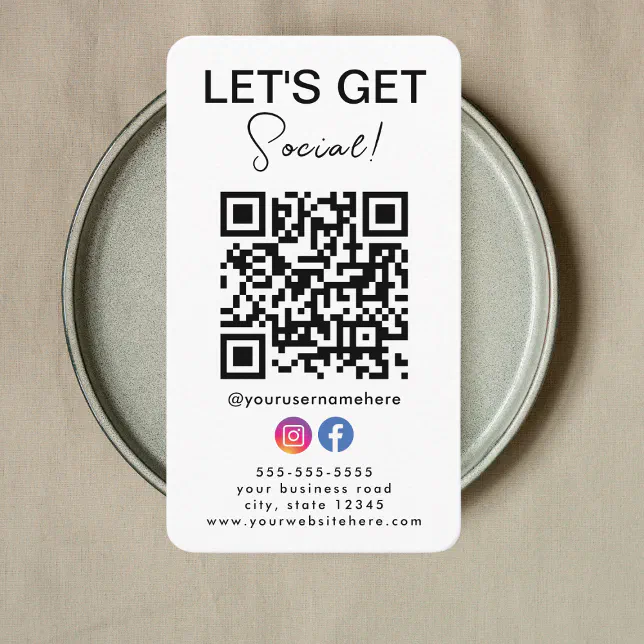 Connect with us Instagram Facebook Logo Qr Code Business Card | Zazzle