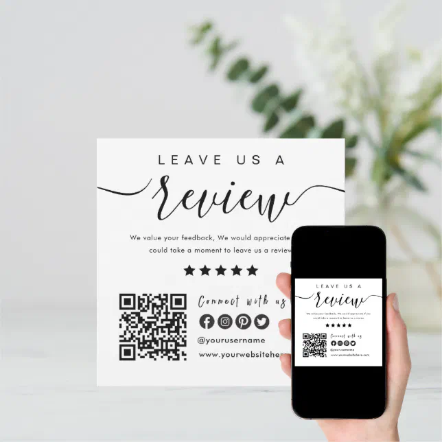 Connect With Us QR Code | Leave Us A Review Modern Invitation | Zazzle