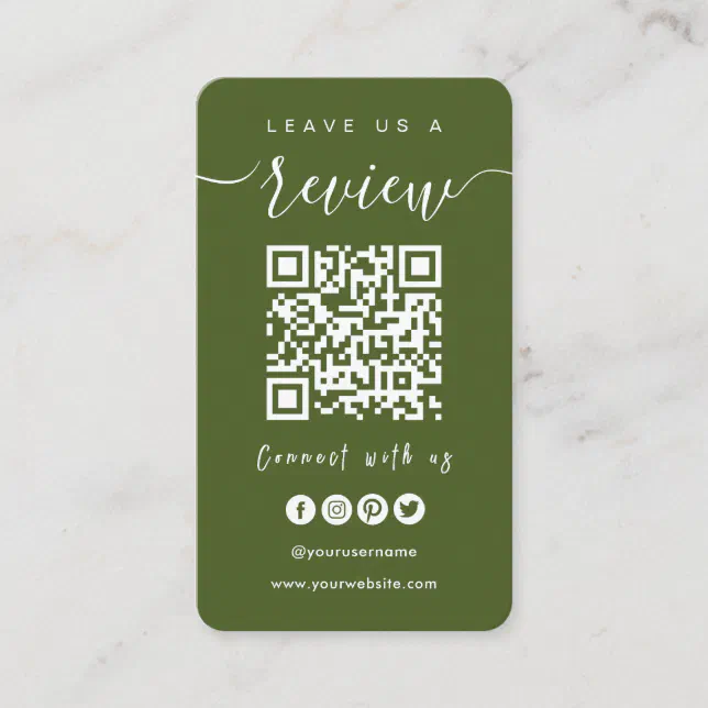 Connect With Us QR Code | Leave Us A Review Script Business Card | Zazzle