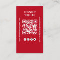 Connect With Us | QR Code Logo Modern Photo Red Business Card | Zazzle
