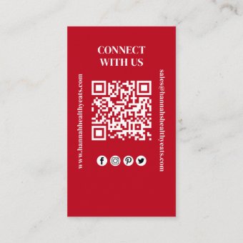 Connect With Us | QR Code Logo Modern Photo Red Business Card | Zazzle