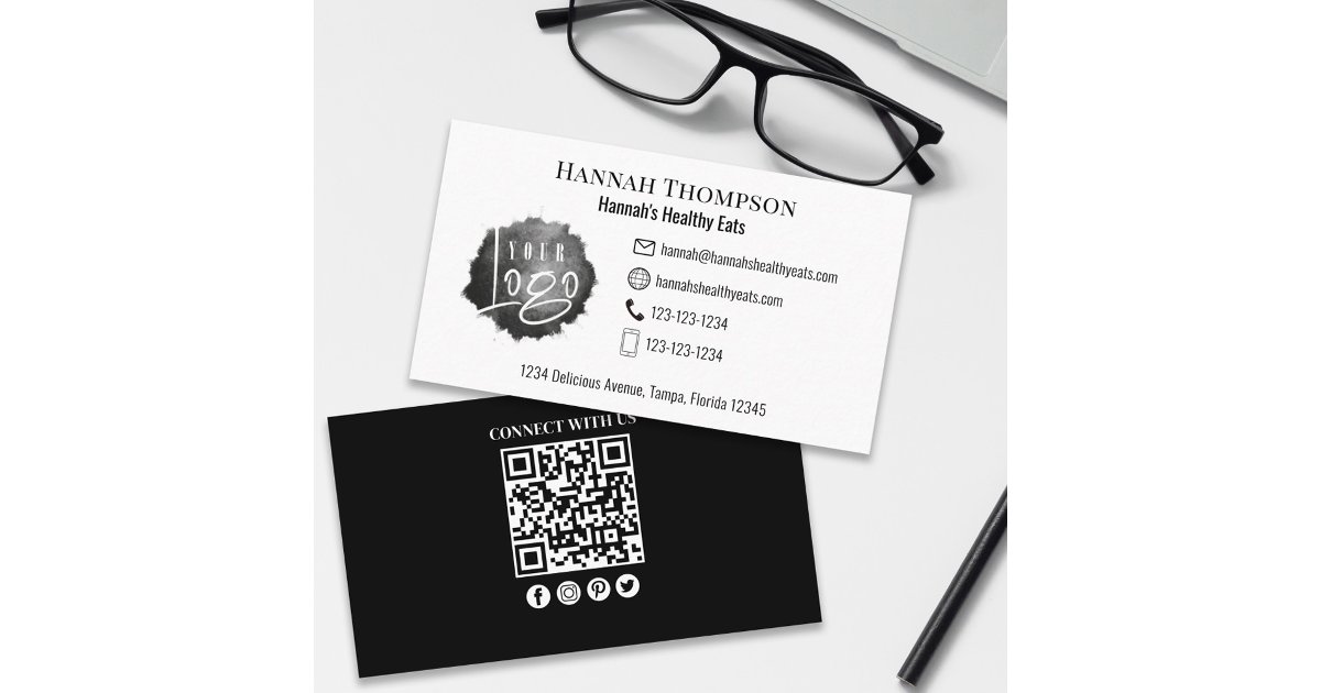 Connect With Us | QR Code Simple Logo Modern Logo Business Card | Zazzle
