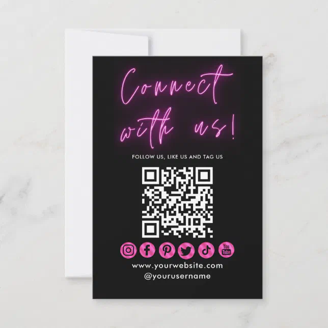 Connect With Us QR Code Social Media Business Card | Zazzle