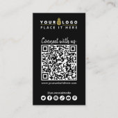 Connect With Us QR code Social Media Simple Black Business Card | Zazzle