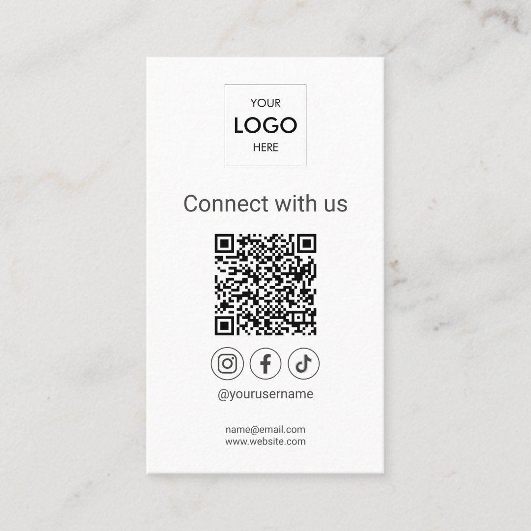 Connect with us Social Media Logo Business Card | Zazzle