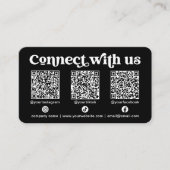 Connect with us Social Media QR Black Business Business Card | Zazzle