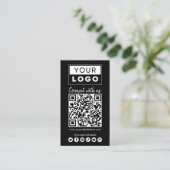 Connect with us Social Media QR Code Black Business Card | Zazzle