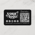 Connect with us Social Media QR Code Black Business Card | Zazzle