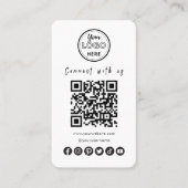 Connect With Us Social Media QR Code Black White Business Card | Zazzle