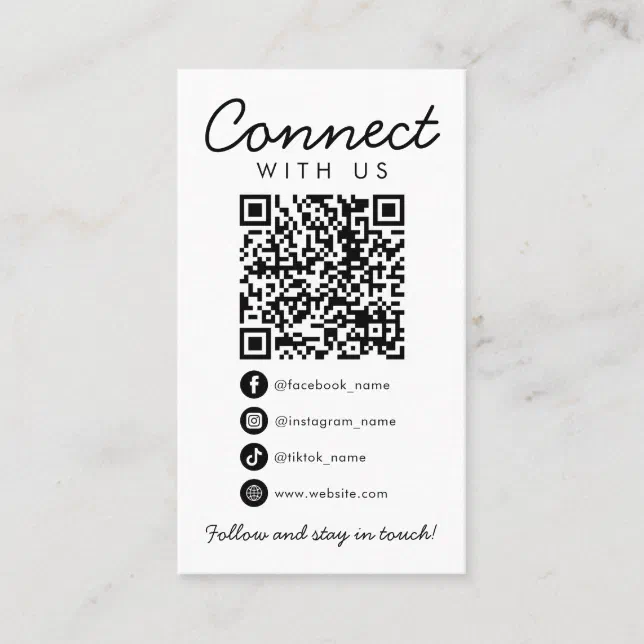 Connect with Us Social Media QR Code Business Logo Business Card | Zazzle
