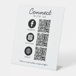 Connect with Us Social Media QR Code Business Pedestal Sign | Zazzle