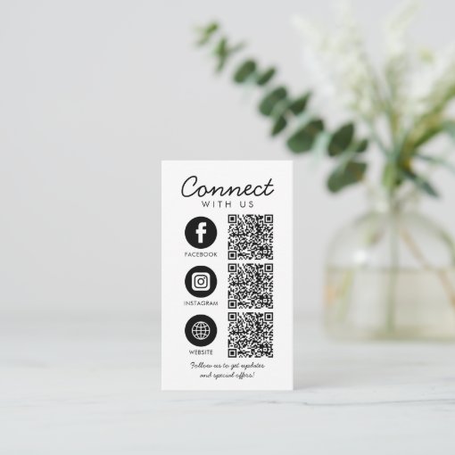 Connect with Us Social Media QR Code Company Logo Enclosure Card | Zazzle