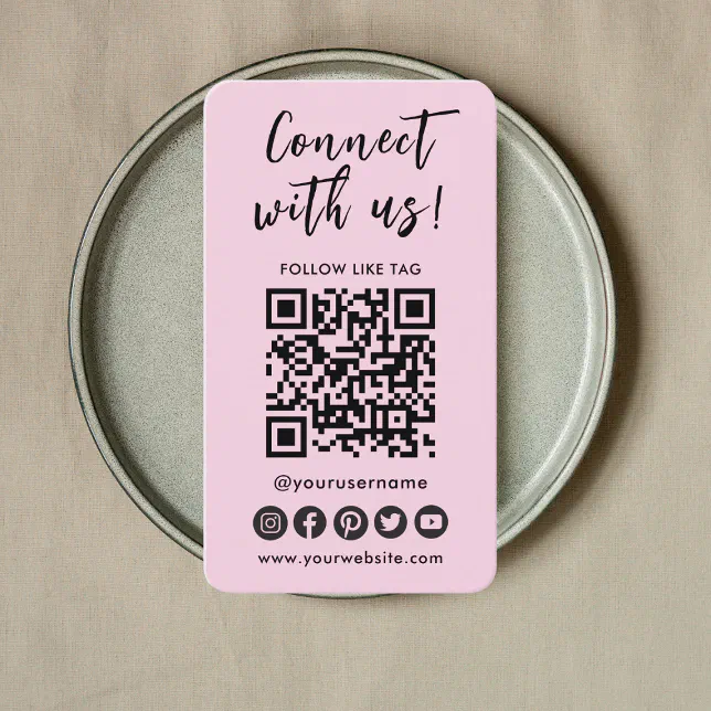 Connect With Us Social Media QR Code Logo Business Card | Zazzle