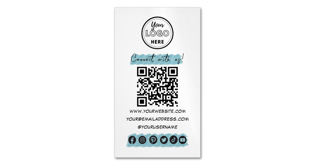Connect With Us Social Media Qr Code Minimalist Business Card Magnet Zazzle