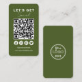 Connect With Us Social Media QR Code Moss Green Business Card | Zazzle