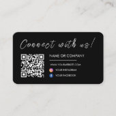 Connect with us Website Qr Code Social Media Black Business Card | Zazzle
