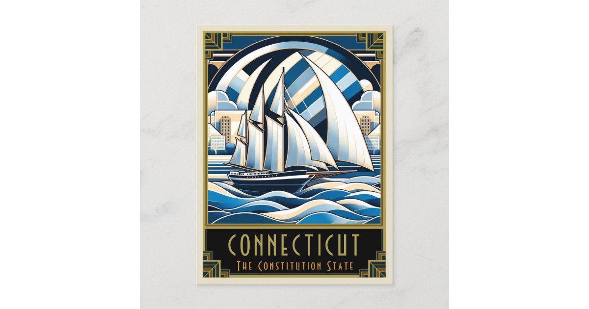 Connecticut | Art Deco Postcard | Zazzle