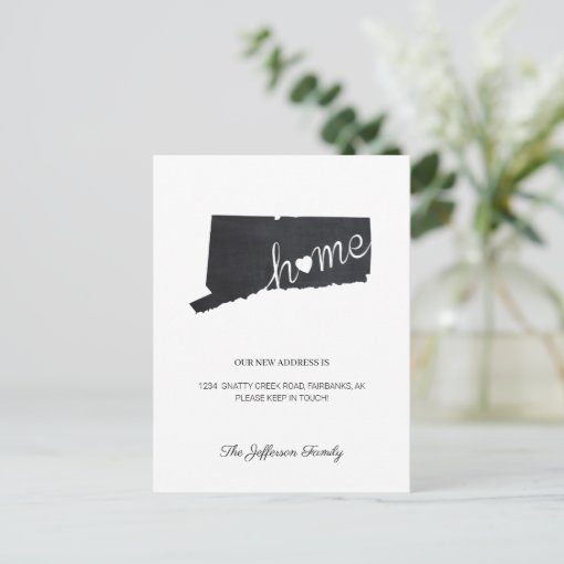 Connecticut Chalkboard State Map Moving Postcard | Zazzle